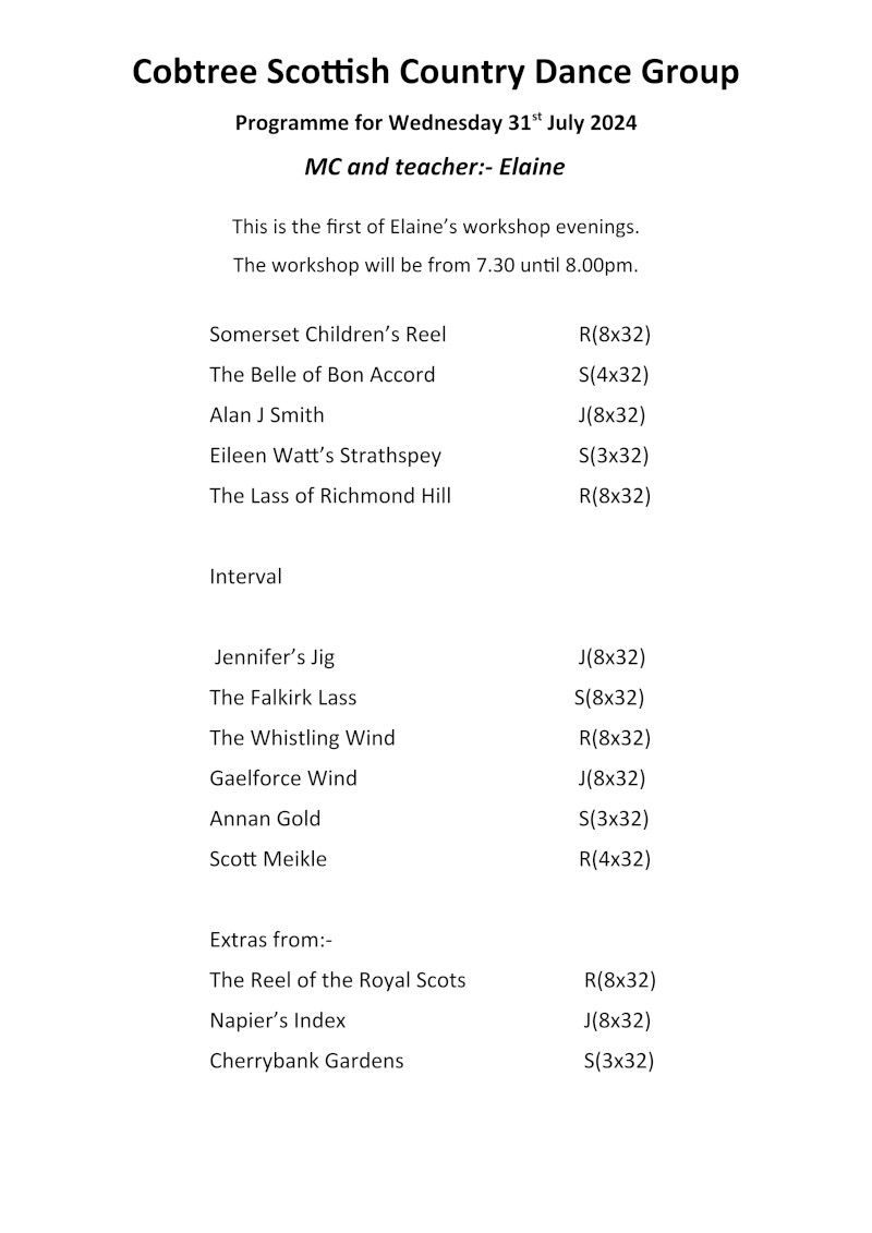 Clubnight Programme